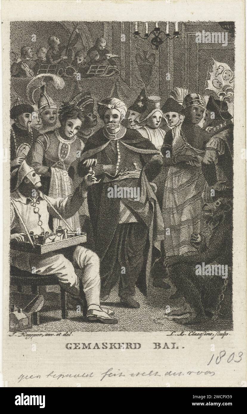 Masked Bal, Lambertus Antonius Claessens, After Jacques Kuyper, 1803 ...