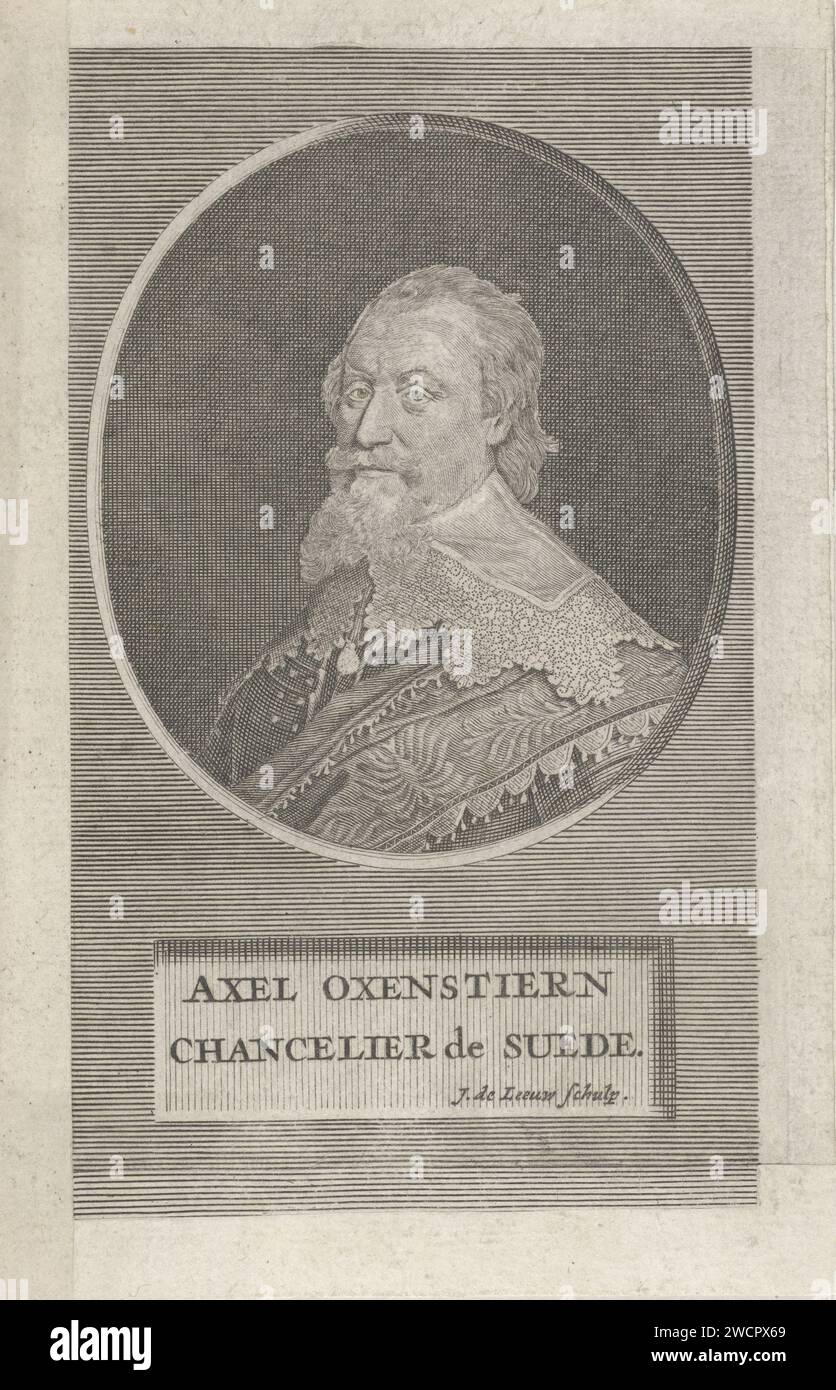 The port Van Axel Oxenstierna, Jan de Leeuw, 1704 print Portrait bust ...