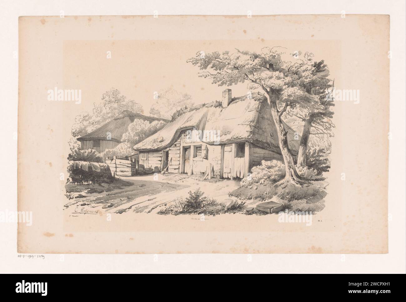 Landscape, Constantinus Cornelis Huysmans, 1838 print Lacks are drying ...