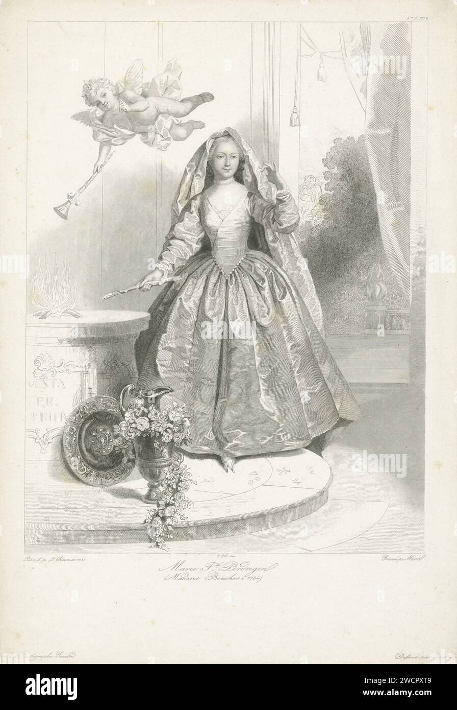 Portret van Marie Françoise PerdriGon, Johannes de Mare, After Unknown ...