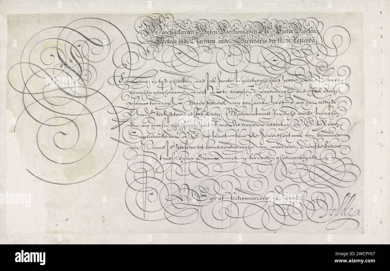 Design of a writing example: Hoochsteerden Wijsen (...)., 1605 drawing ...