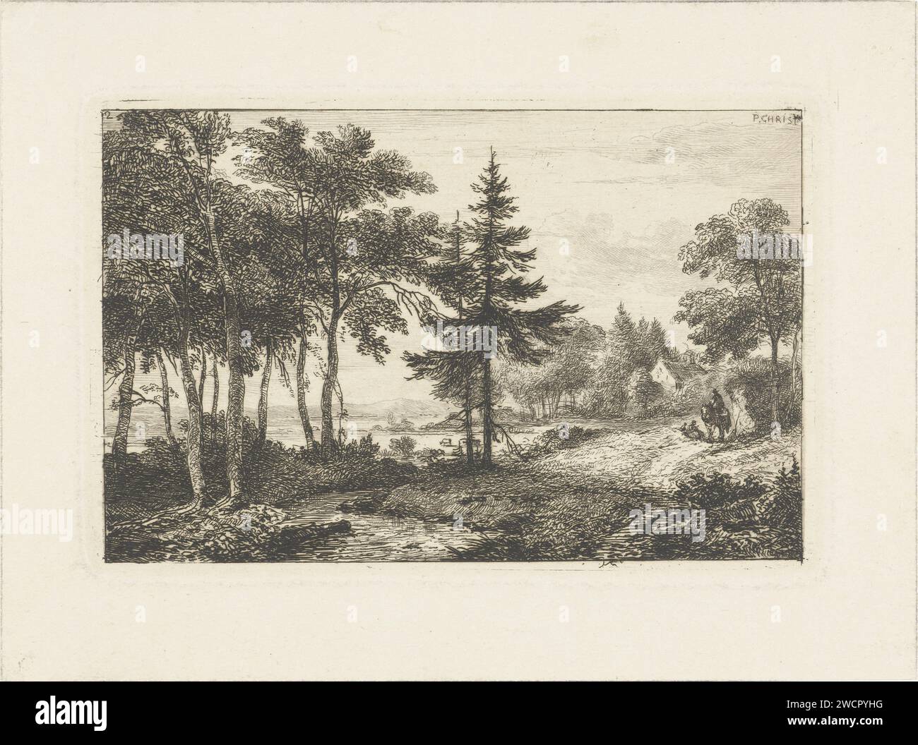Landscape with Denneboom and Ruiter, Pieter Casper Christ, c. 1860 - c ...