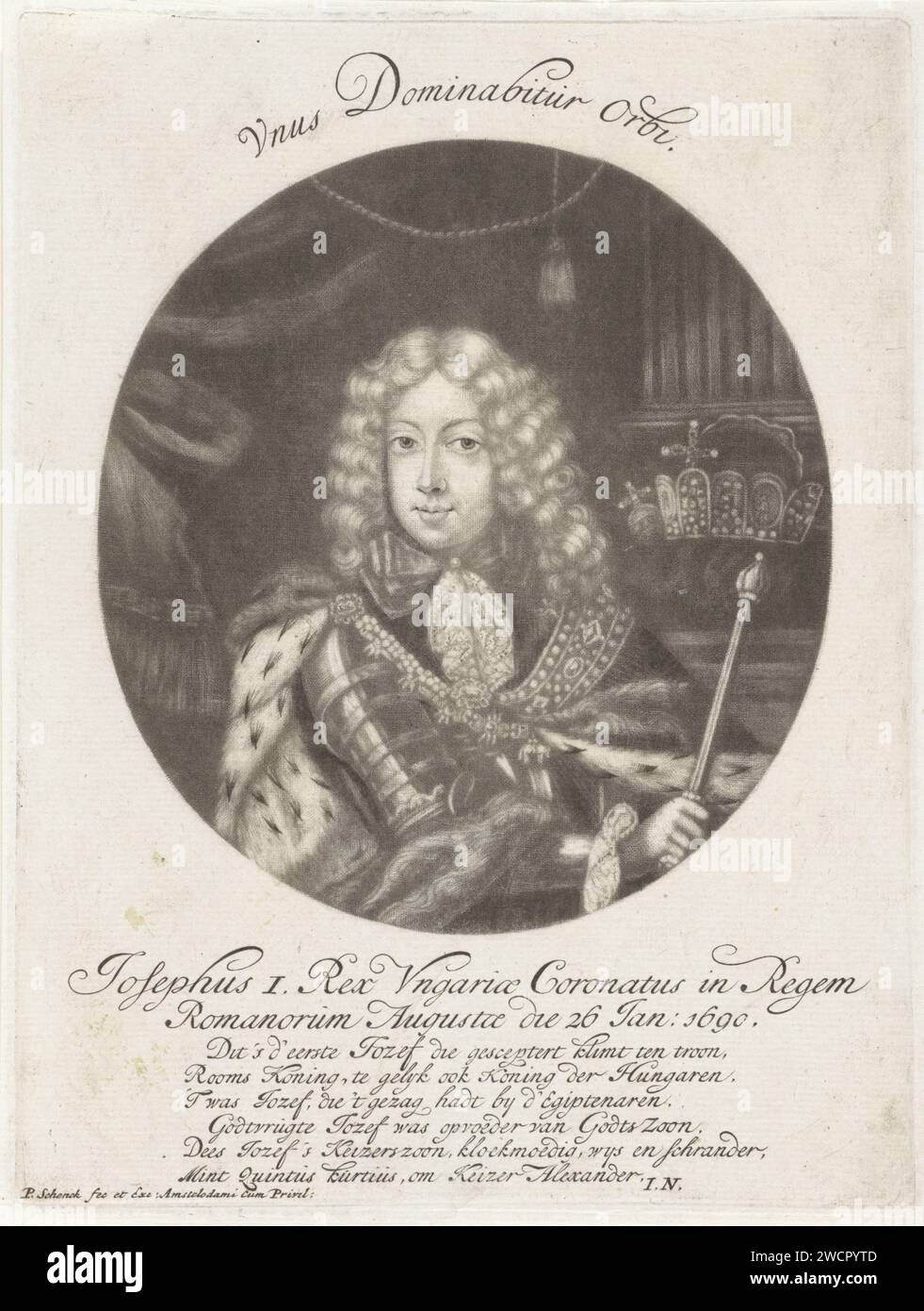 Portrait of Emperor Jozef I, Pieter Schenk (I), 1690 - 1713 print ...
