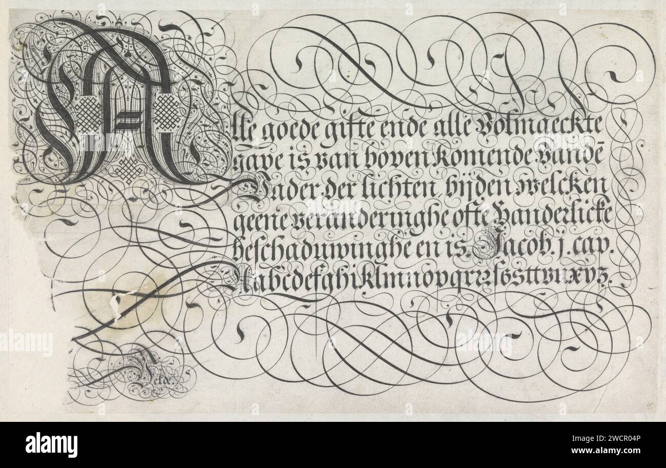 Design of a writing example: all good dedication (...), 1605 drawing ...