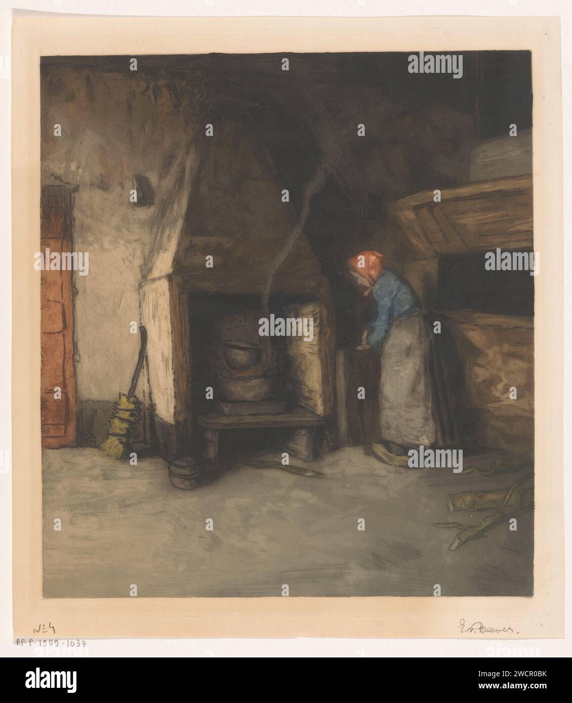 Farmer's room with woman in front of fireplace, Emanuel Samson van ...