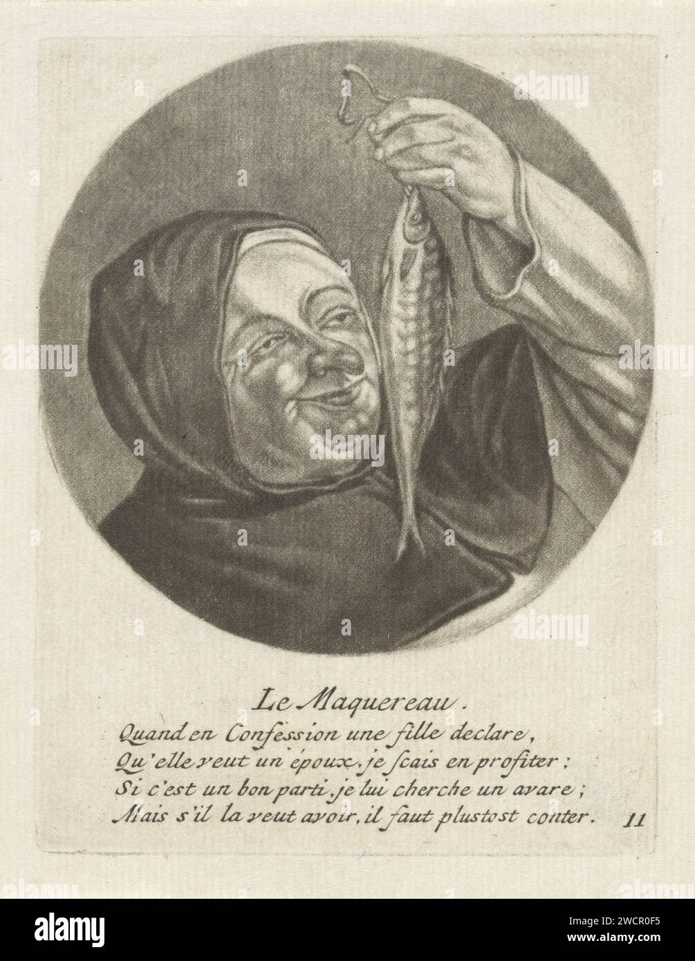 Monnik with a mackerel, Jacob Gole, after Cornelis Dusart, 1693 - 1700 ...