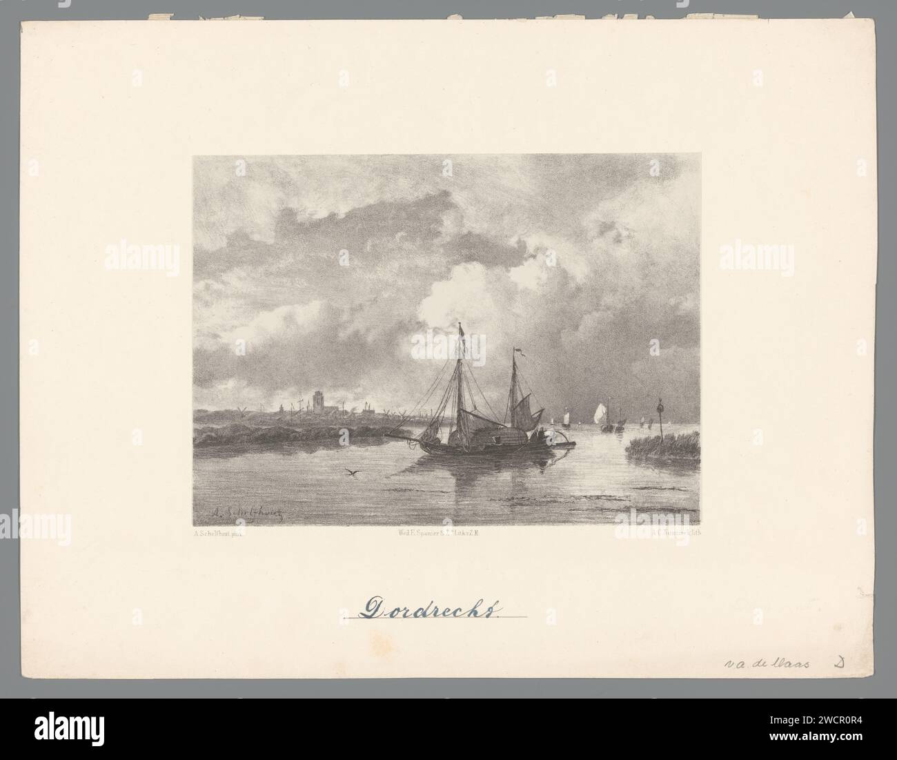 Sailing boats on the Oude Maas near Dordrecht, Adolf Carel Nunnink ...