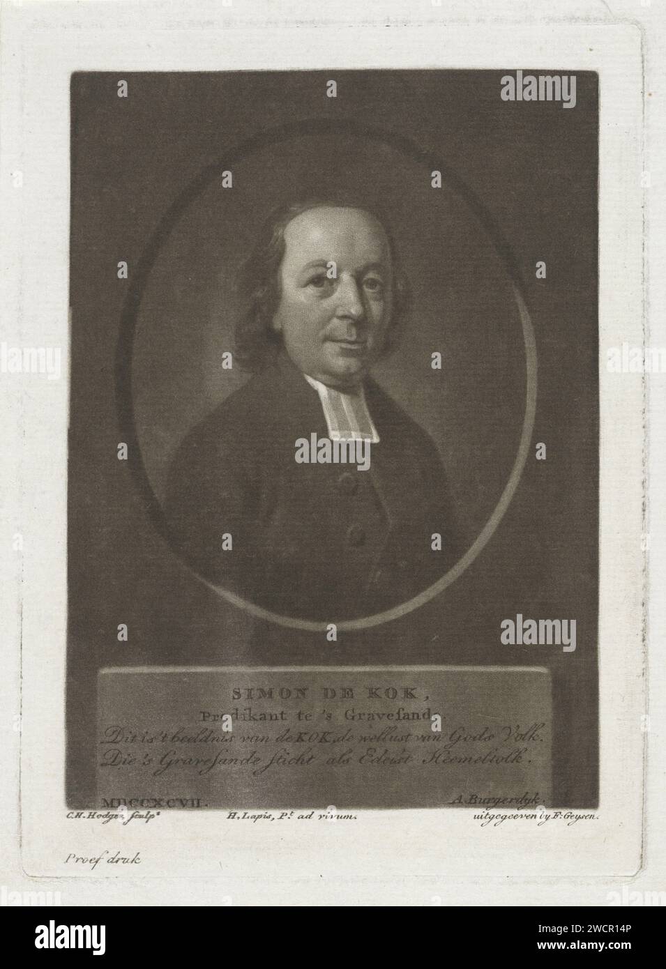 Portrait of the pastor Simon de Kok, Charles Howard Hodges, 1797 print ...