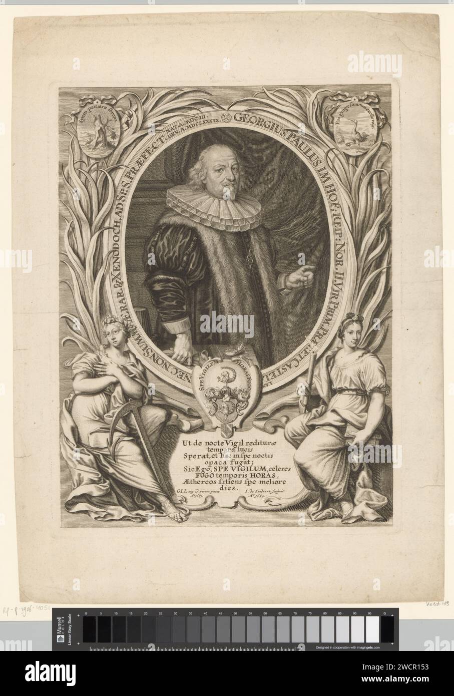 PortraT van Georg Paul Imhof, Jakob von Sandrart, After G.J. Lang, 1640 - 1708 print paper ...