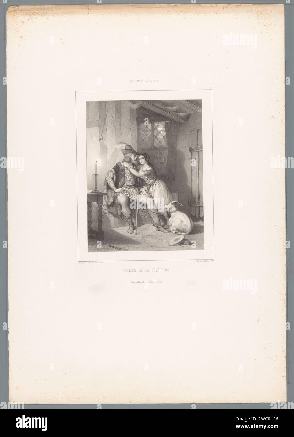 Kapitein Phoebus and Esmeralda, Jules David (1808-1892), 1841 - 1843 print Paris paper. couple ...