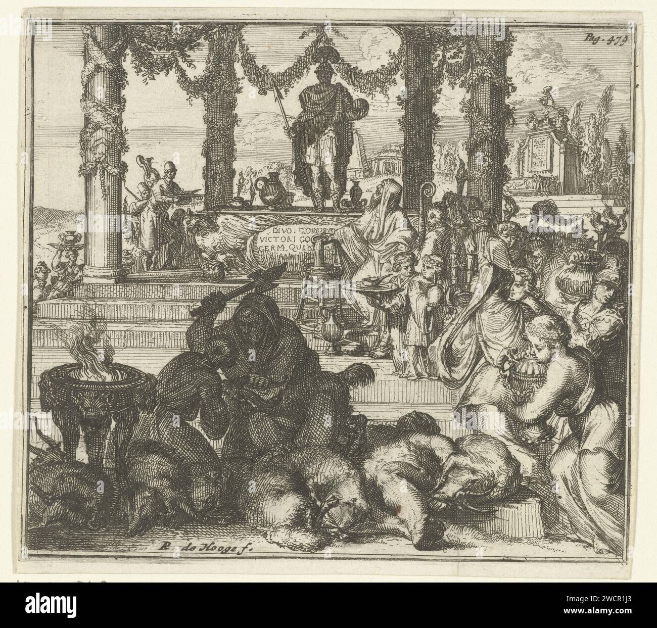 Romans make various sacrifices, Romeyn de Hooghe, 1672 print Romans ...