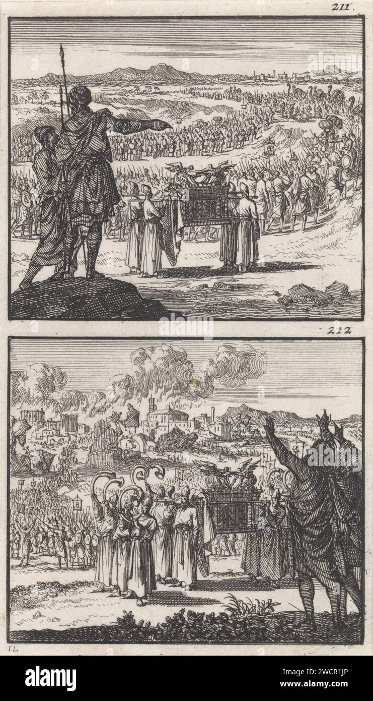 Israelites pull over the Jordaan / fall of Jericho, Jan Luyken, 1698 ...