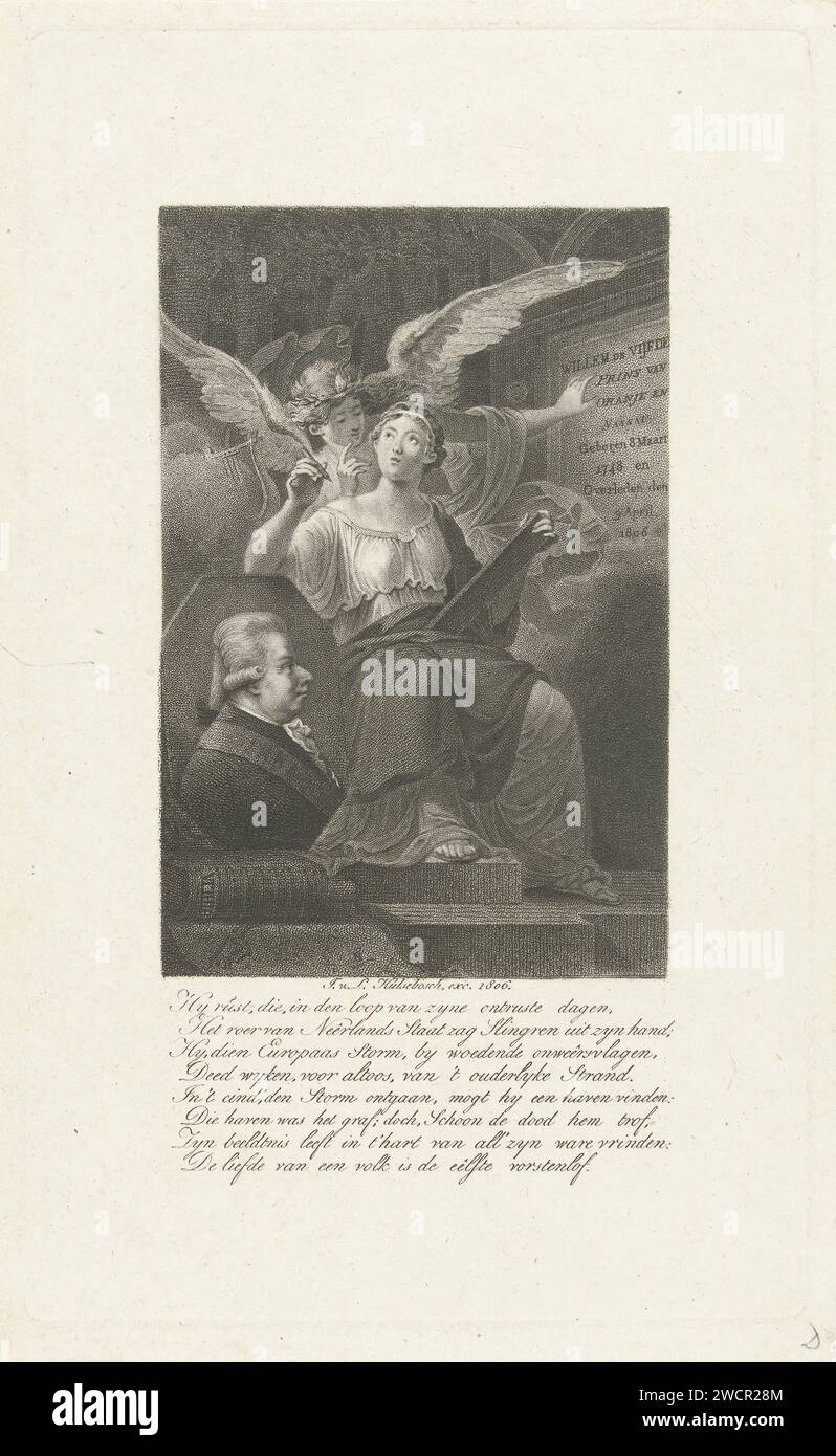 Memorie print for Willem V, Prince of Orange, Lambertus Antonius ...