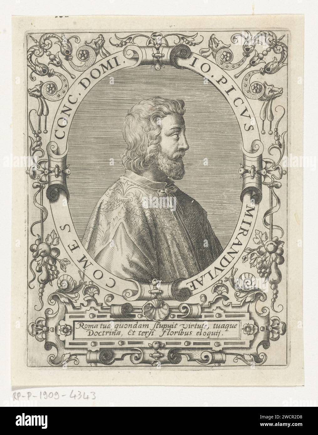 Portret Van Giovanni Pico della Mirandola, Johann Theodor de Bry, After ...