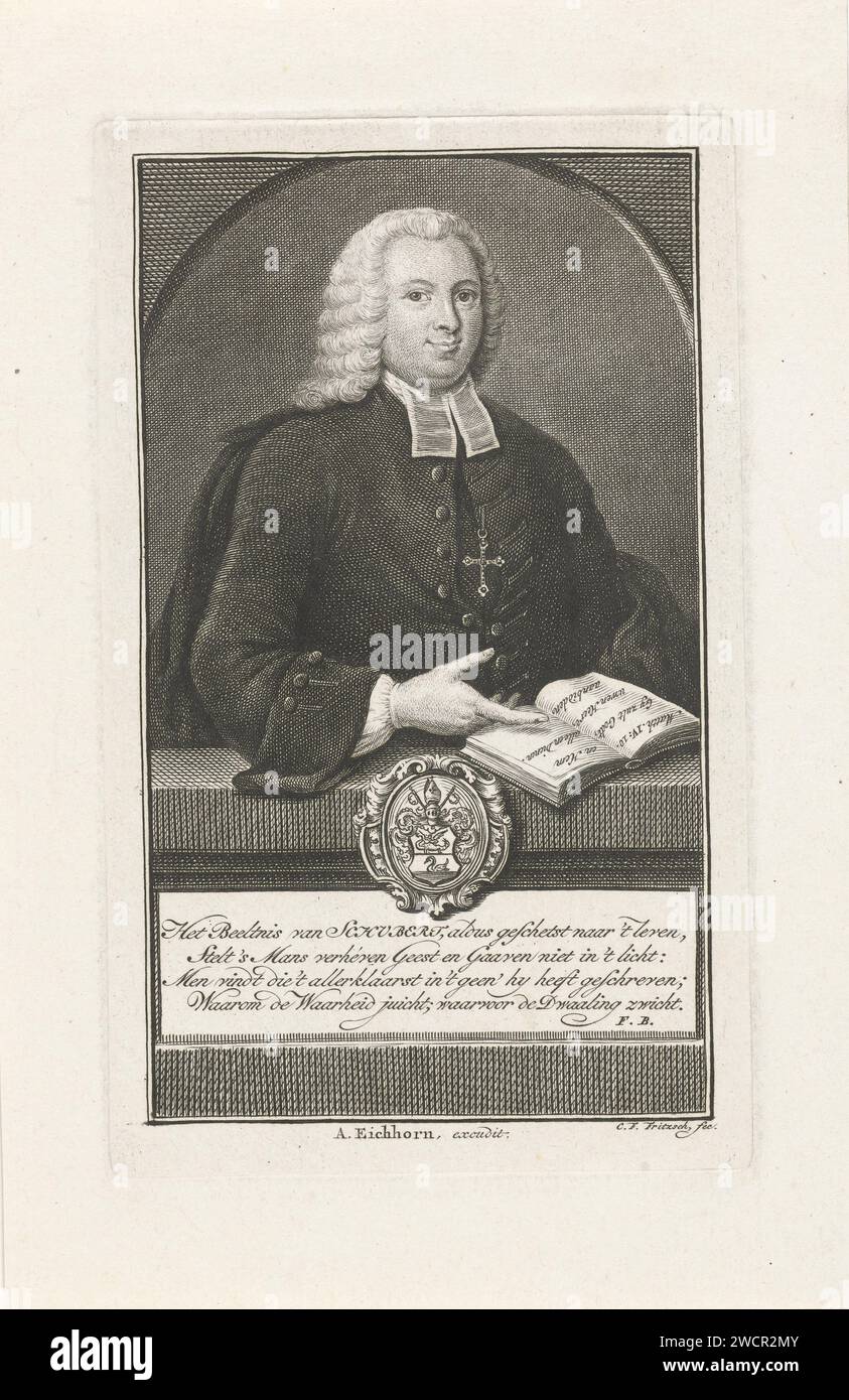 Portrait van Dominee Schubert, Christian Friedrich Fritzsch, 1772 ...