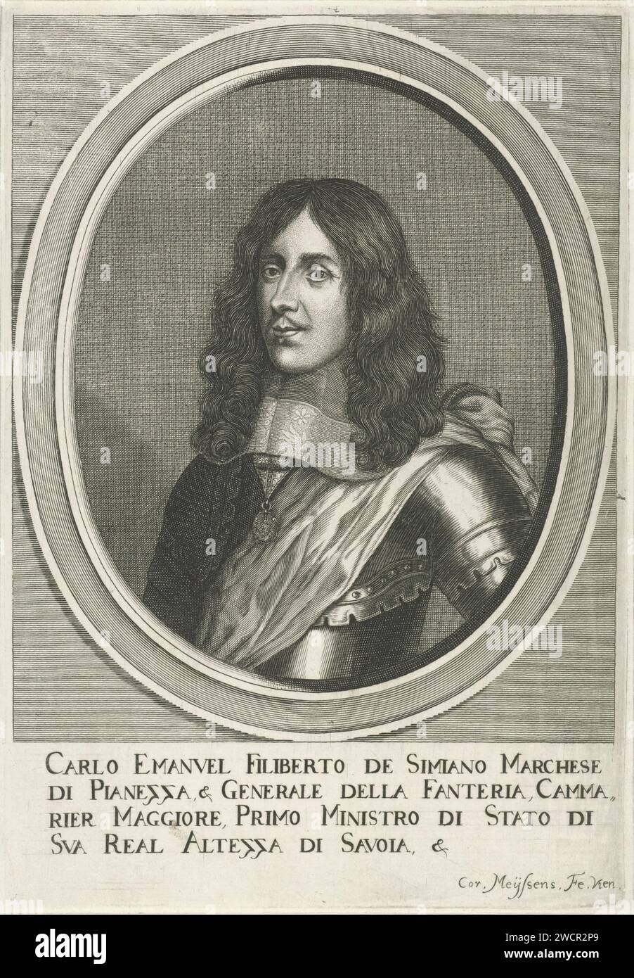 Portret van Carlo Emanuele Filiberto de Simiana, Cornelis Meyssens ...