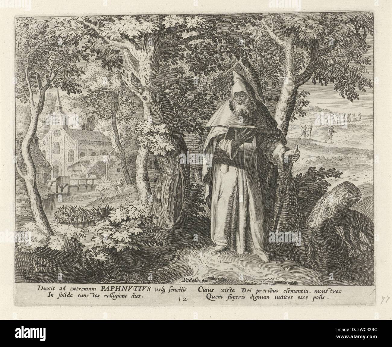 Paphnutius as a recluse, Johann Sadeler (I), After Maerten de Vos, 1583 ...