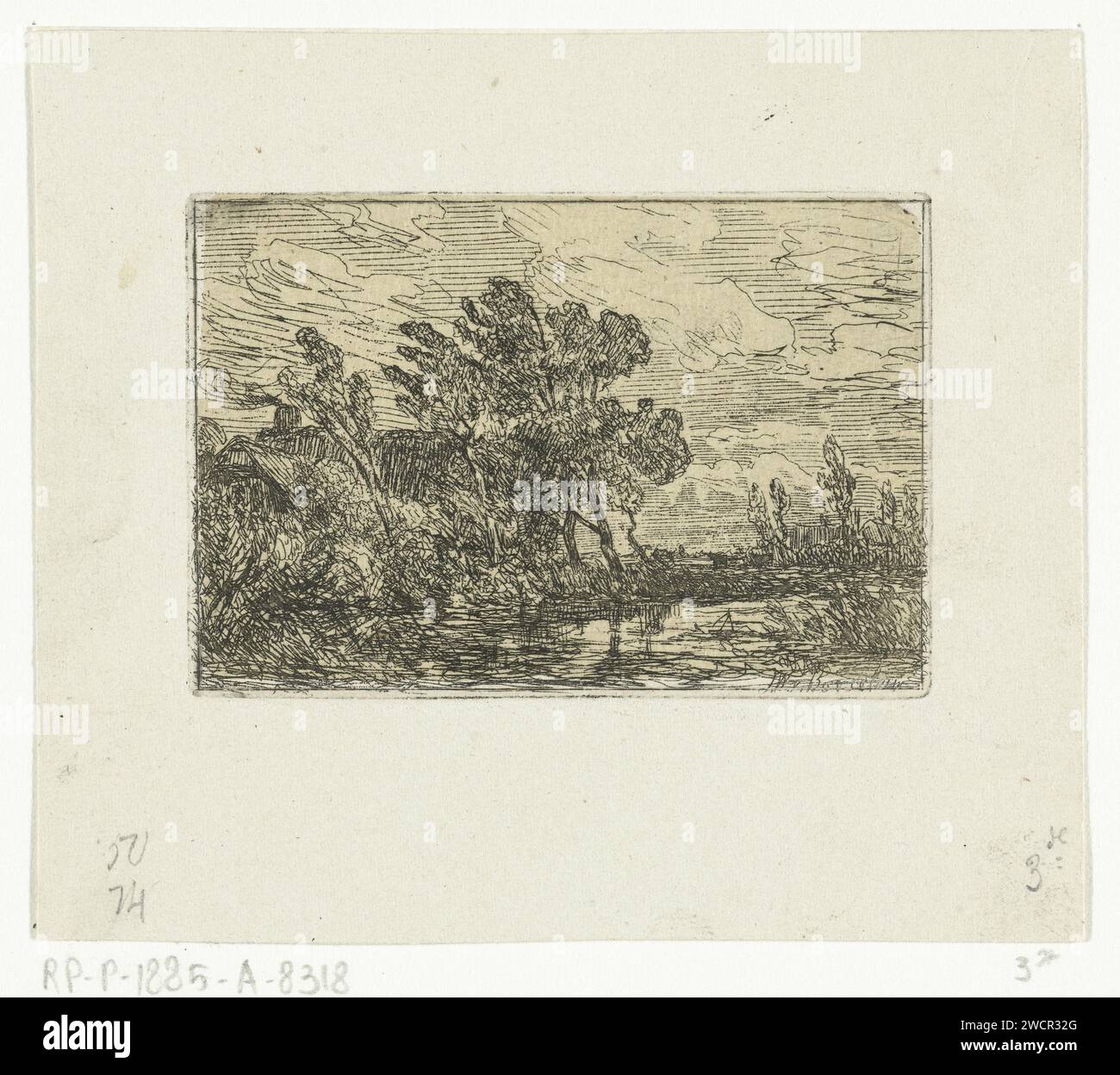 Landscape with farm, Jan Willem van Borselen, 1835 - 1885 print Polder ...