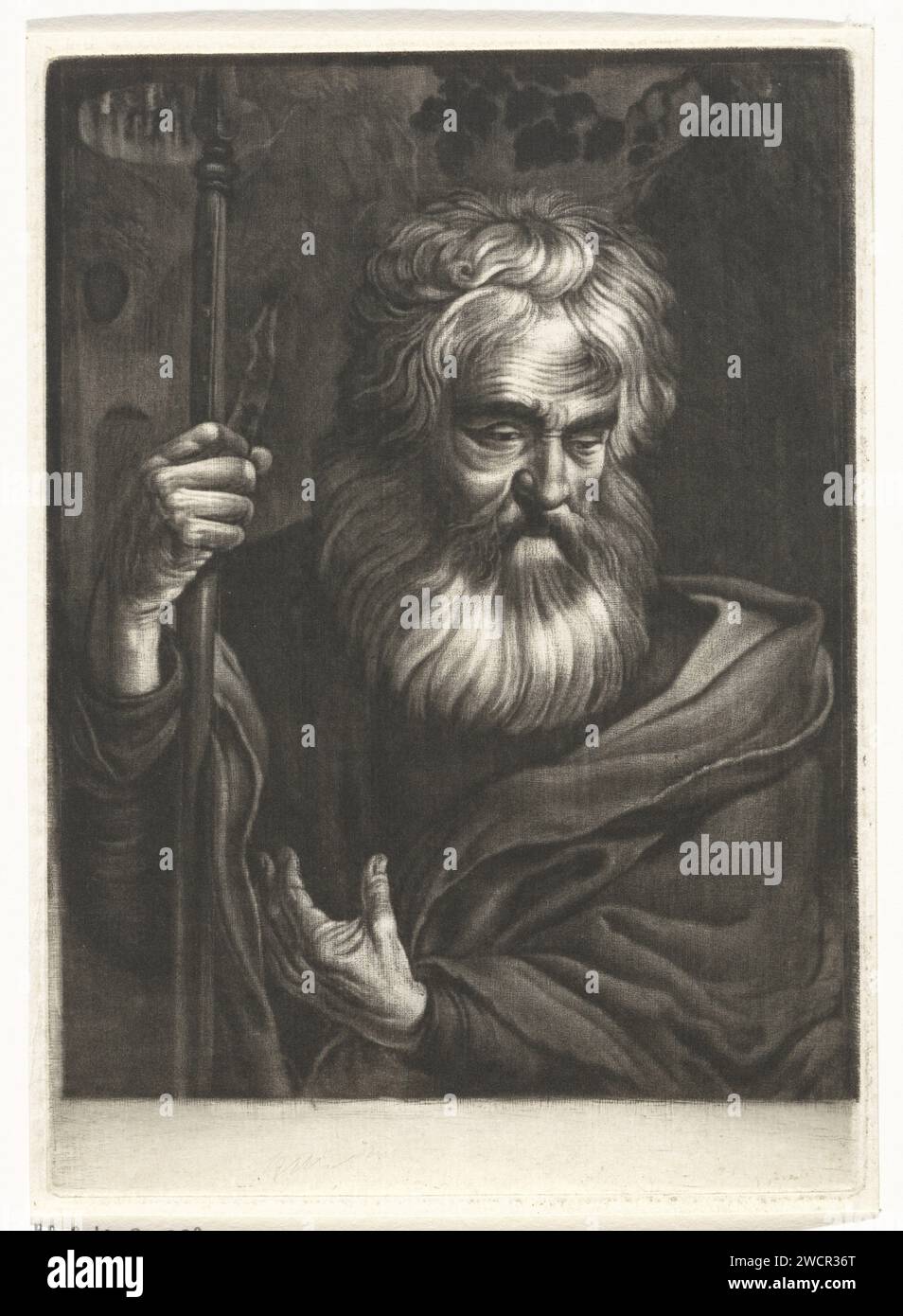 Old man with a spear, Robbert Muys, 1752 - 1825 print Rotterdam paper ...