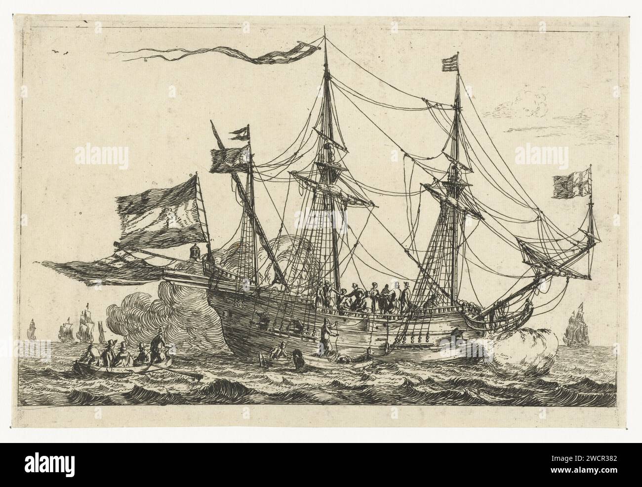 Arrival of an English ship, Reinier Nooms, 1650 - 1664 print The ...
