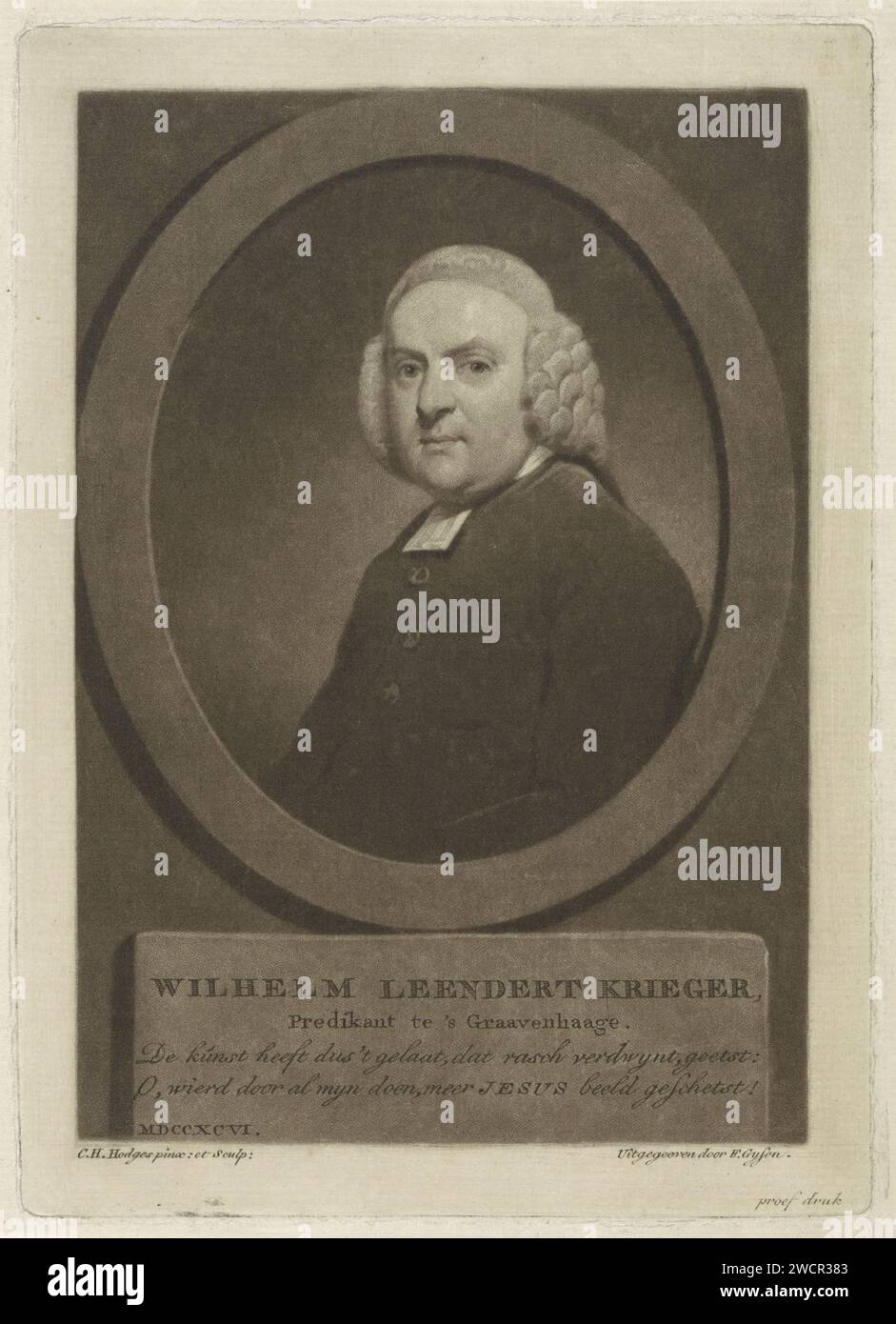 Portrait of the pastor Wilhelm Leendert Krieger, Charles Howard Hodges ...