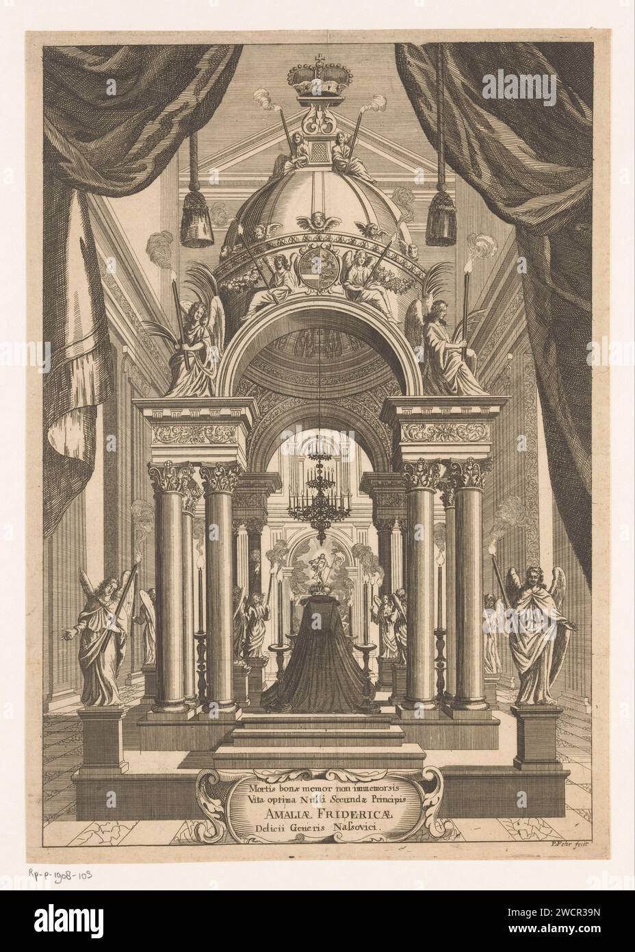 Grave monument from Amalia van Solms, Peter Fehr, 1691 - 1740 print ...
