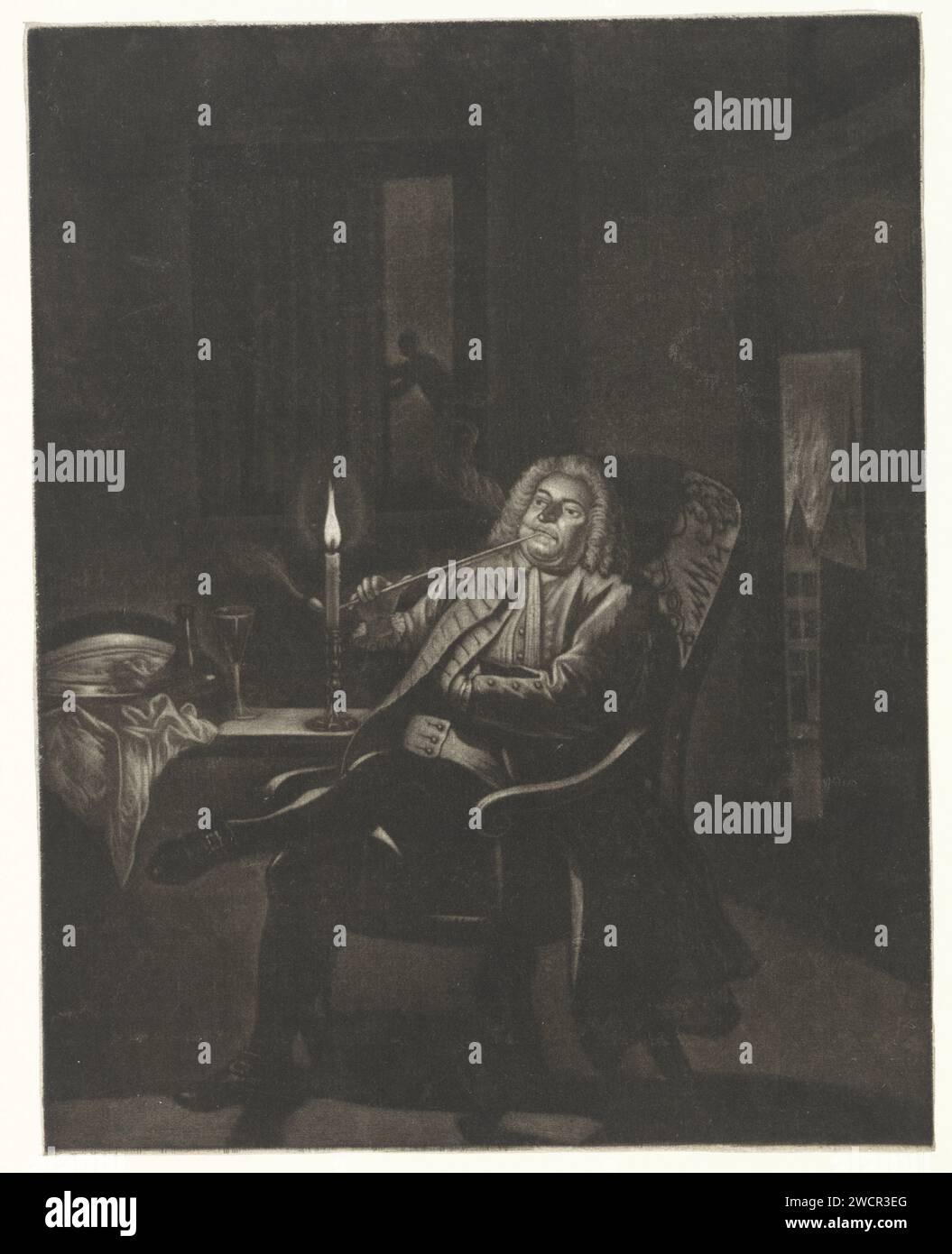 Piping man, Pieter Louw, After Cornelis Troost, 1743 - 1800 print In a ...