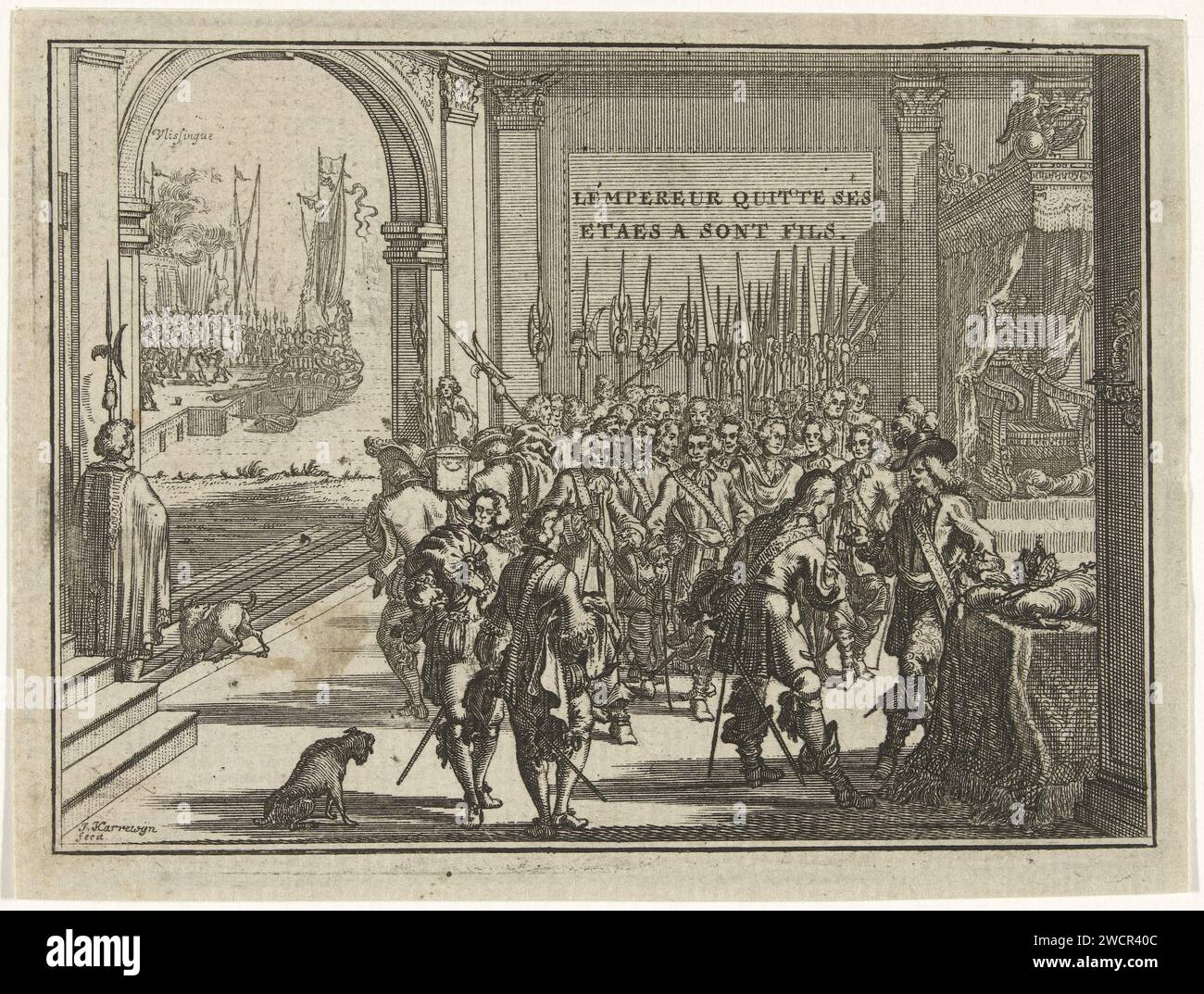 Throne distance of Karel V, Jacobus Harrewijn, 1682 - 1730 print The ...