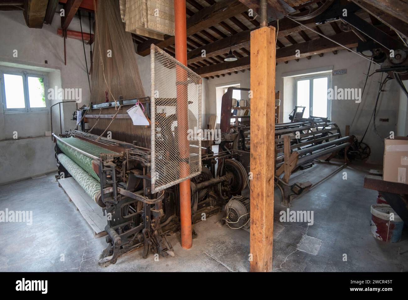 Antique Weaving Machine on Display Stock Photo - Alamy