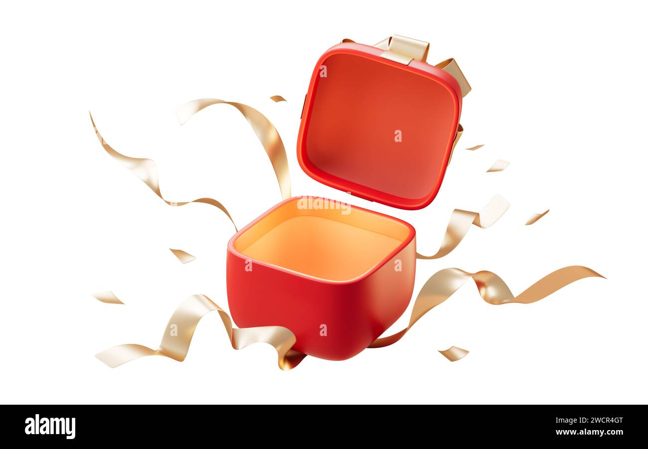 Opening gift box with cartoon style, 3d rendering. 3D illustration ...