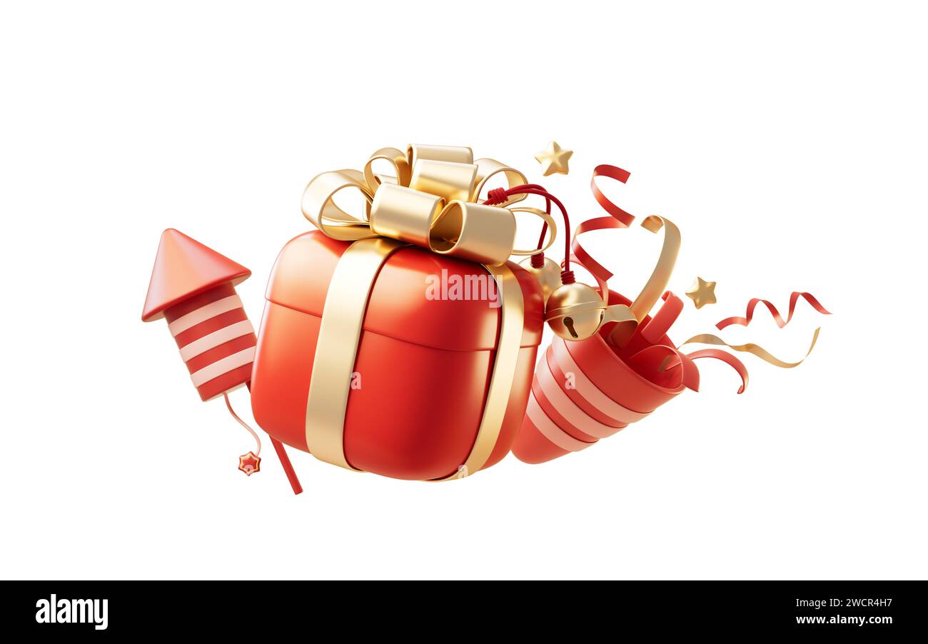 Gift box with cartoon style, 3d rendering. 3D illustration Stock Photo ...