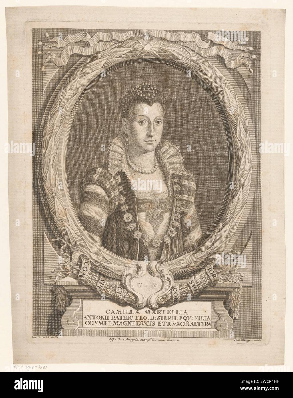 Portret Van Camilla Martelli, Filippo Morghen, After Giuseppe Zocchi ...