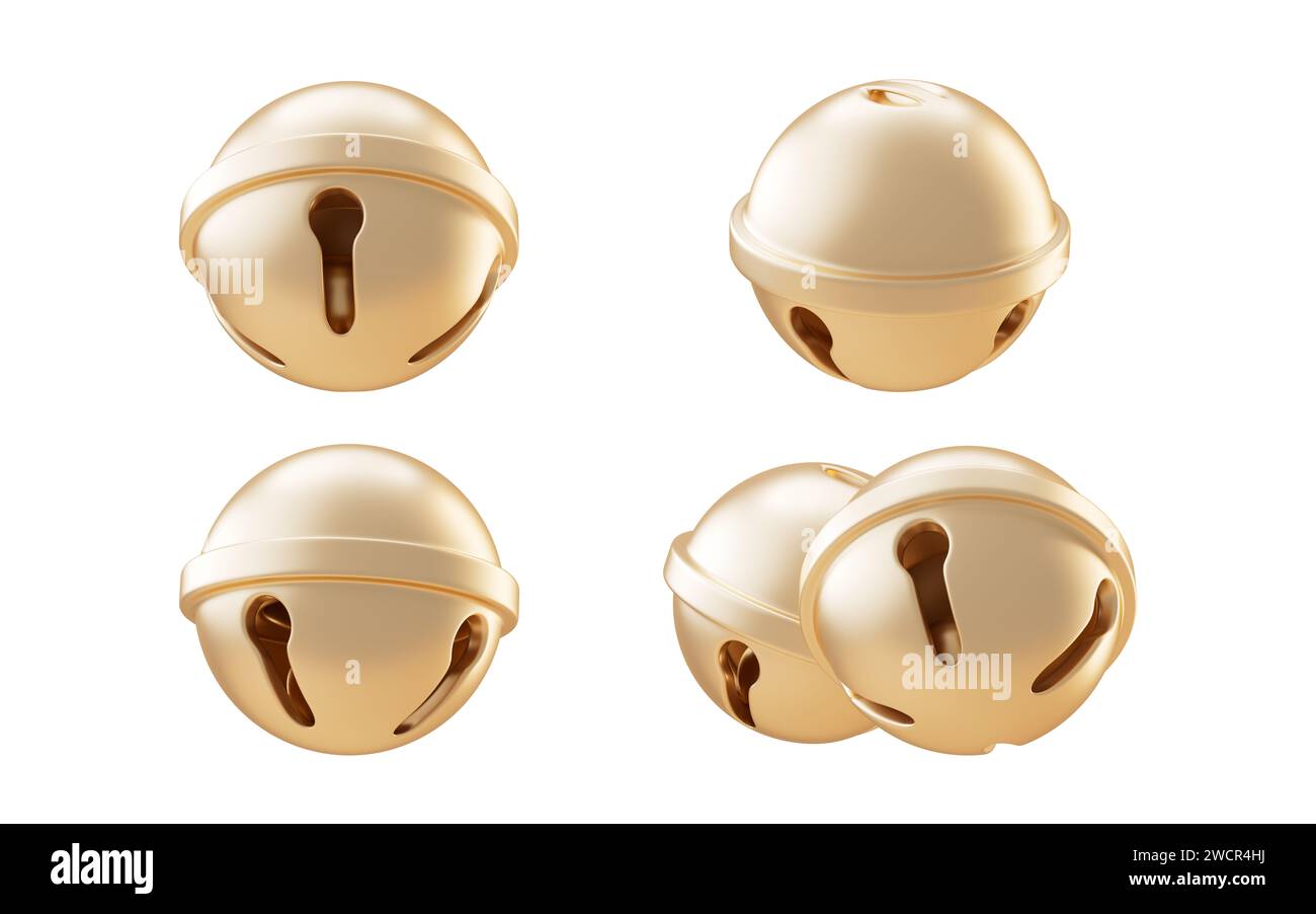 Golden round bells, 3d rendering. 3D illustration Stock Photo - Alamy