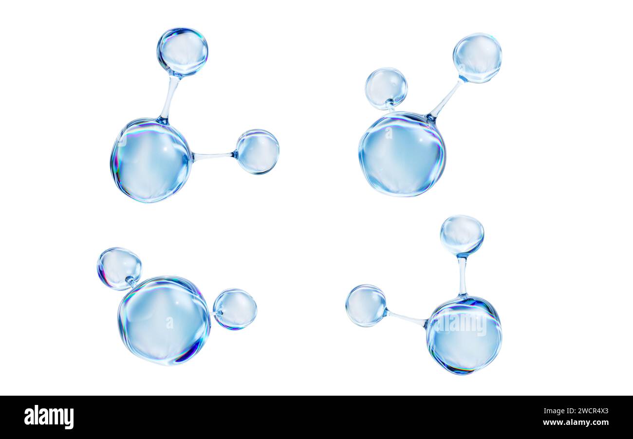 Transparent molecules with different angles, 3d rendering. 3D ...