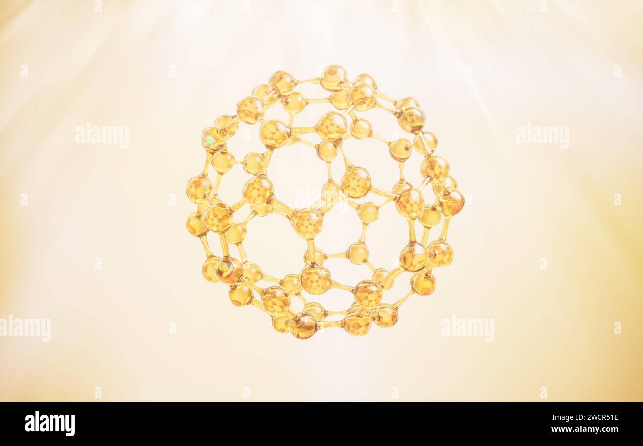 Golden molecules with biological and chemical concept, 3d rendering. 3D ...