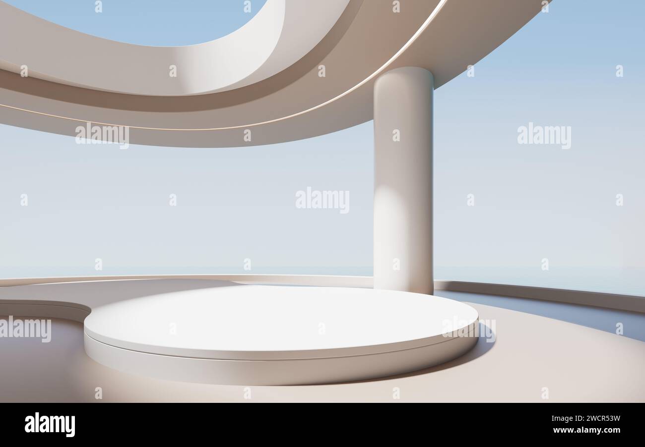 Round room with creative geometries, 3d rendering. 3D illustration ...