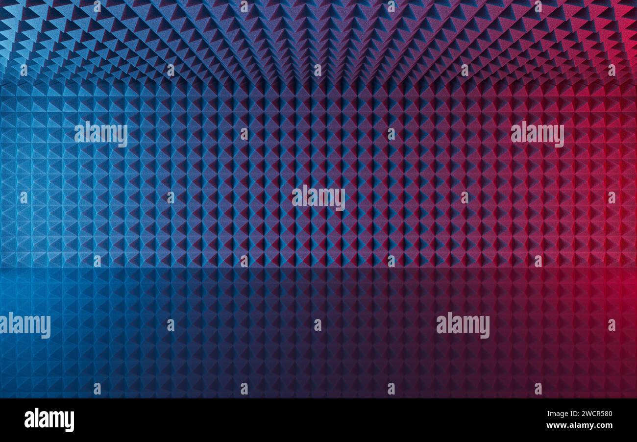 Dark room with triangle sound-absorbing cotton, 3d rendering. 3D ...