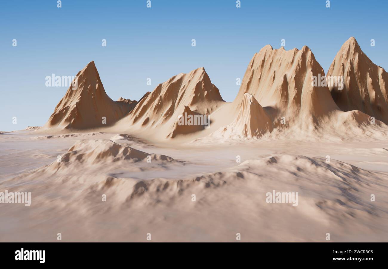 Landscape with mountains landform, 3d rendering. 3D illustration Stock ...