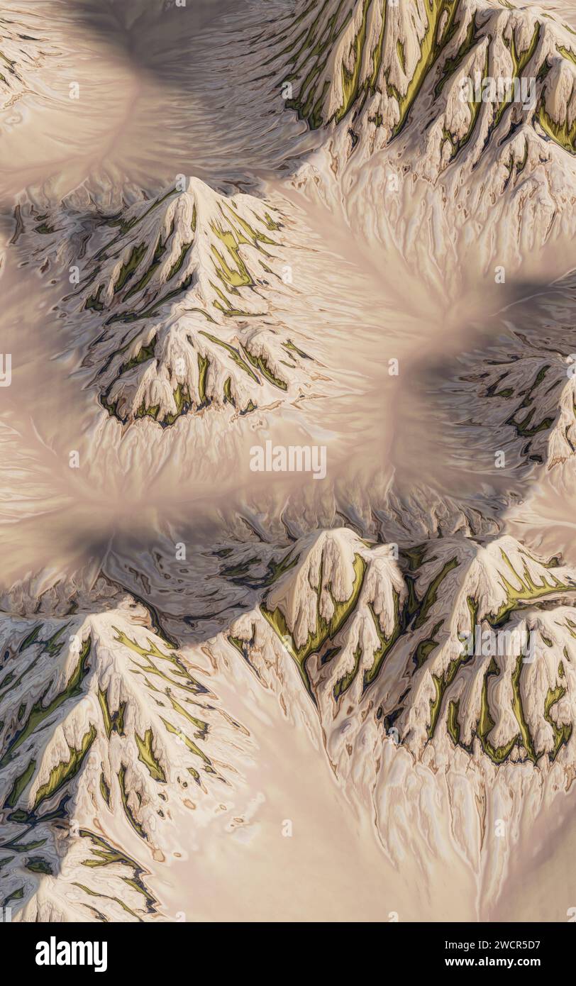 Landscape with mountains landform, 3d rendering. 3D illustration Stock ...