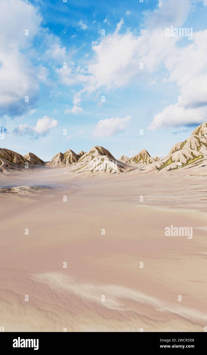 Landscape with mountains landform, 3d rendering. 3D illustration Stock ...