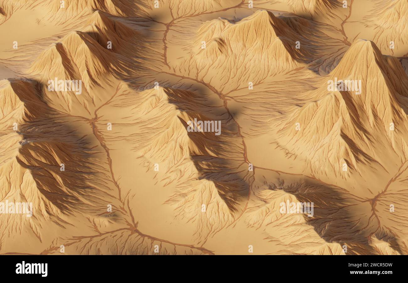 Landscape with mountains landform, 3d rendering. 3D illustration Stock ...