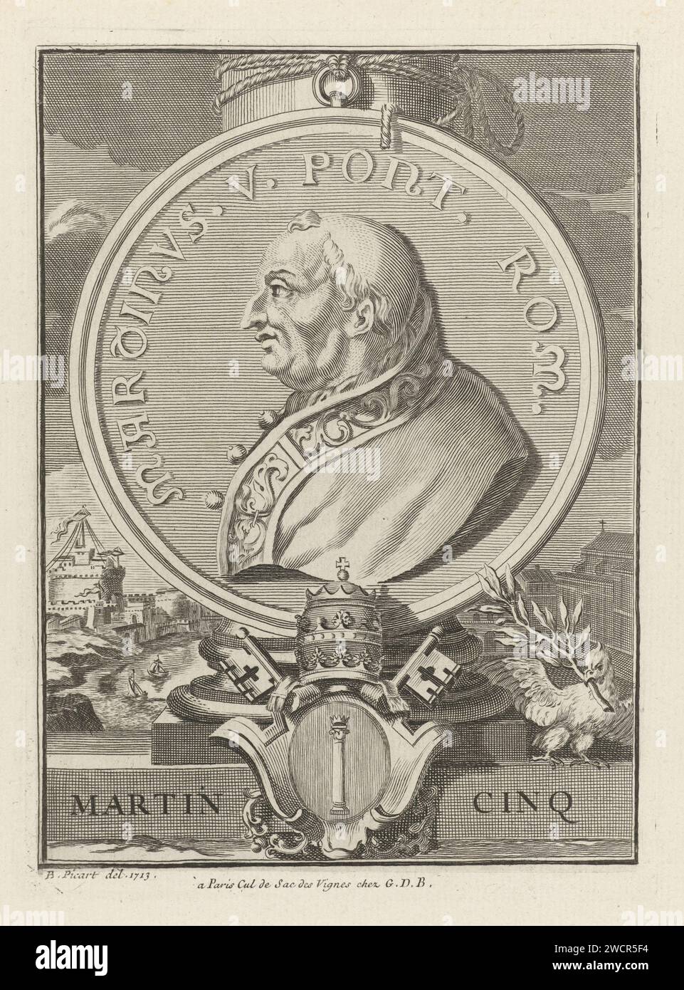 Menning with the portrait of Pope Martinus V, Anonymous, After Bernard ...