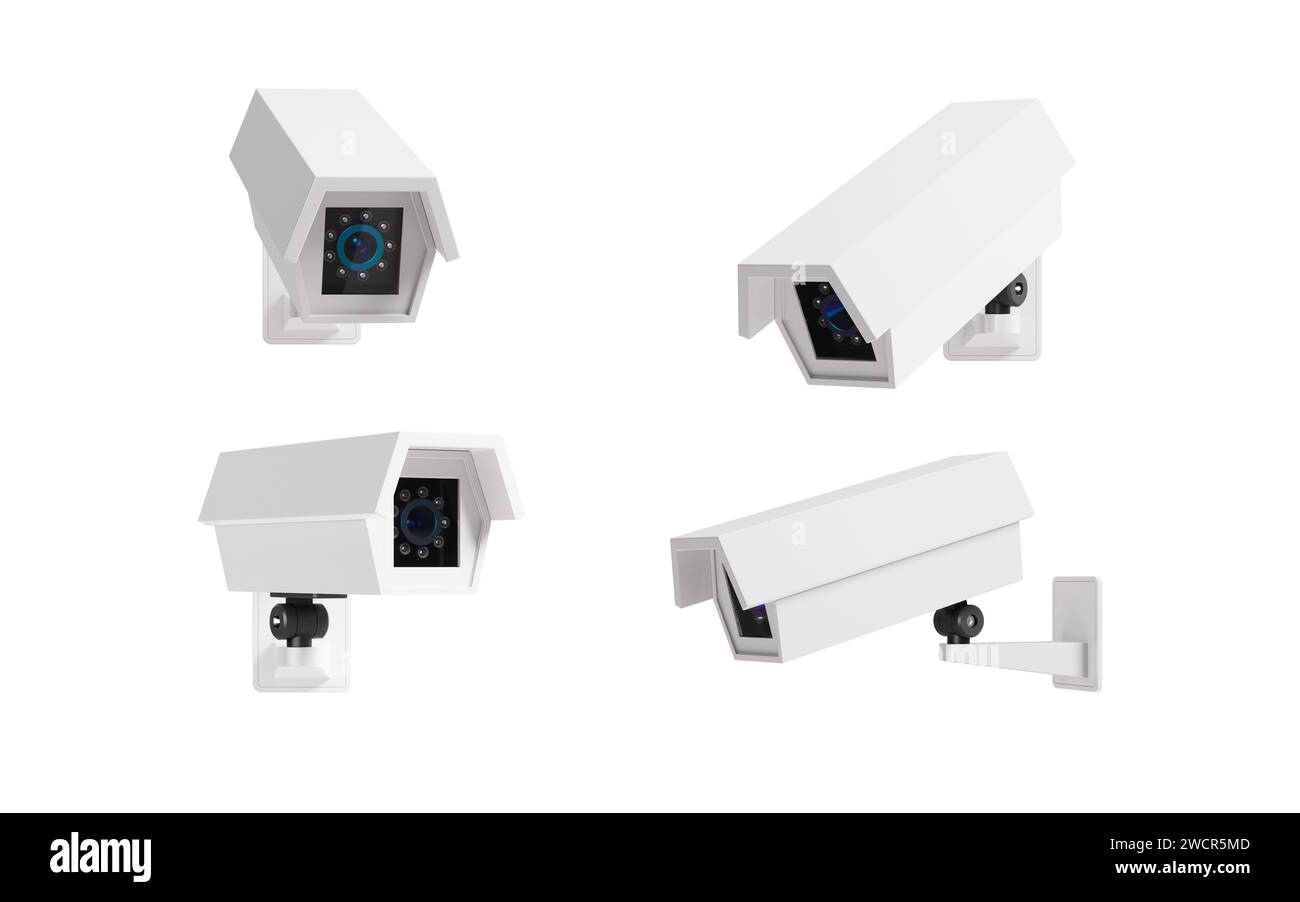 White monitor with different angles, 3d rendering. 3D illustration ...