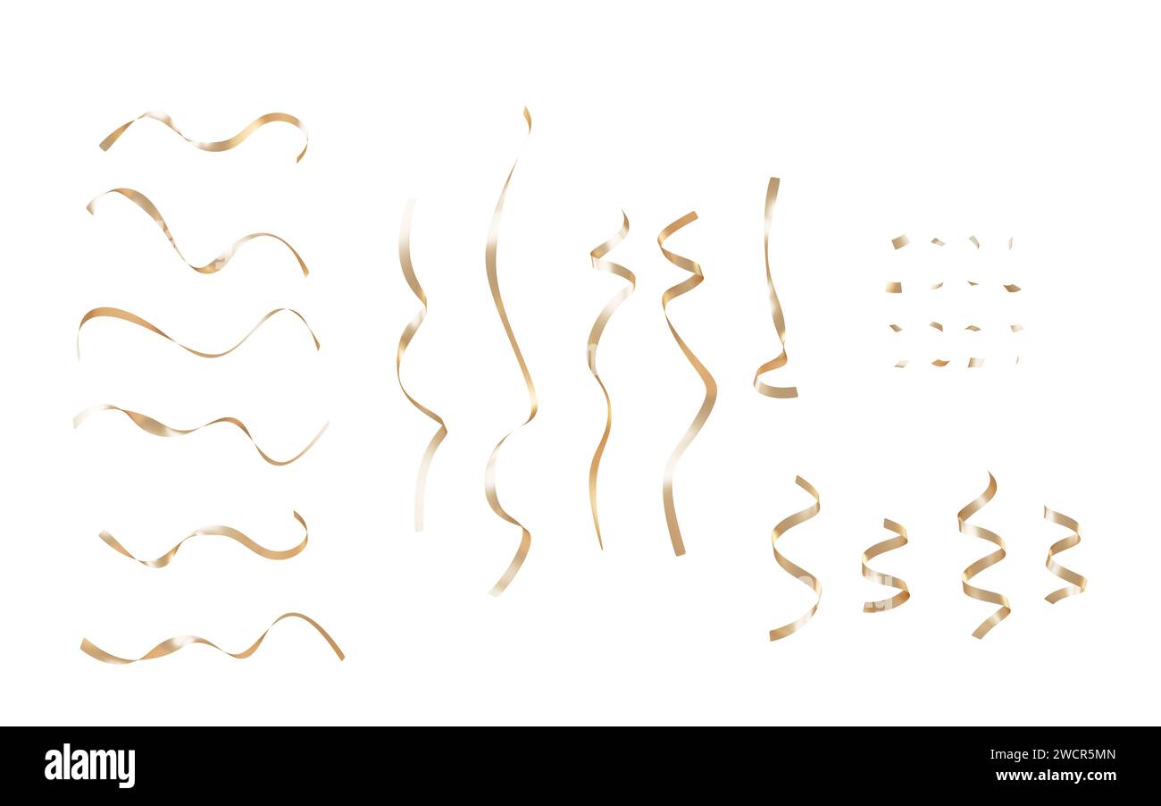 Golden celebration ribbon elements, 3d rendering. 3D illustration Stock ...