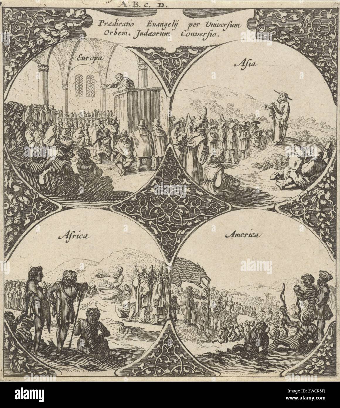 Pastors in four continents, Gillis van Scheyndel (I), 1625 print Four ...
