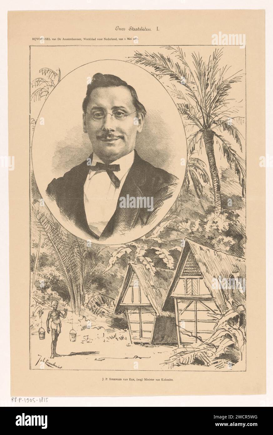 J.P. Sprenger van Eijk, Johan Braakensiek, 1887 print Oval-shaped ...