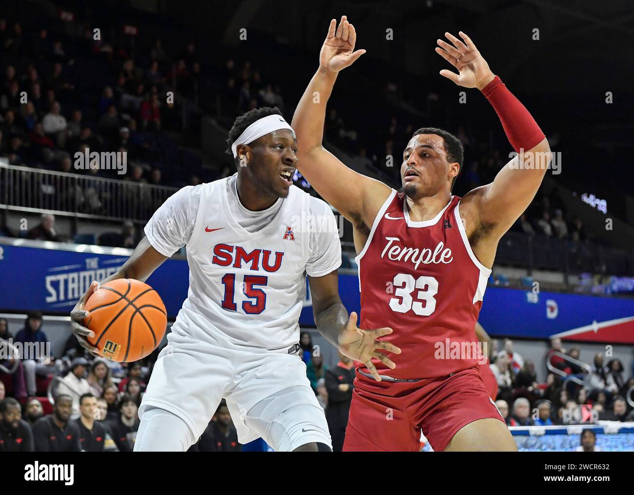 Dallas, TX, USA. 16th Jan, 2024. SMU Mustangs forward JaÕHeim Hudson ...