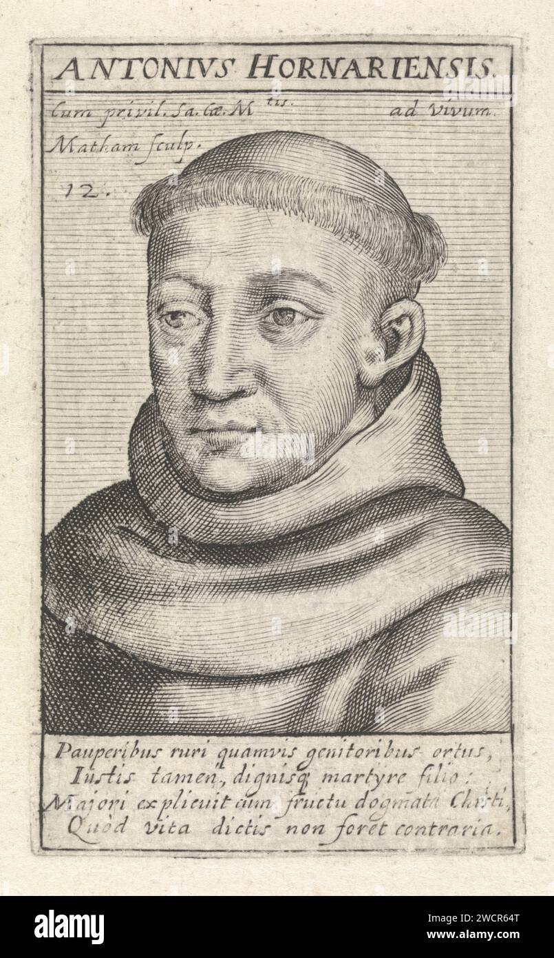 Portrait of H. Antonius van Hoornaar, Jacob Matham, 1617 - 1618 print ...