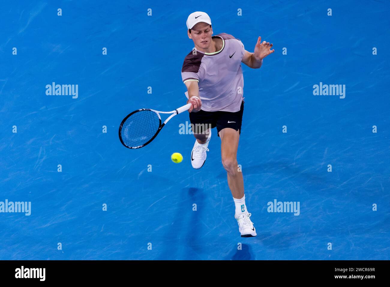 MELBOURNE, VIC - JANUARY 17: Jannik Sinner of Italy in action during ...