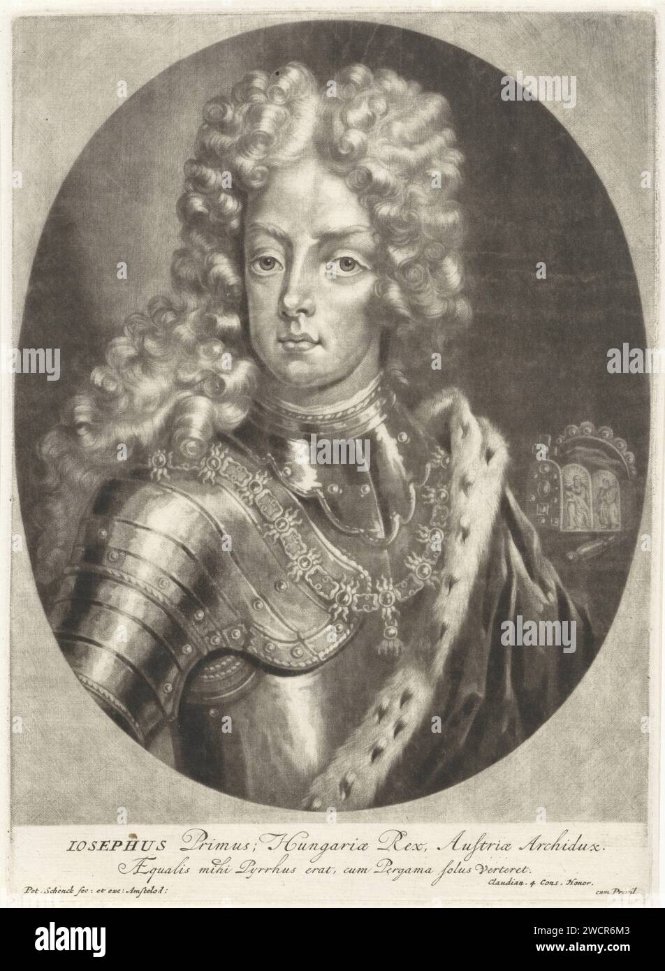 Portrait of Emperor Jozef I, Pieter Schenk (I), 1690 - 1713 print ...